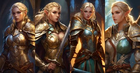 Lexica Female Elf Paladin In Center Dnd Fantasy Braided Blonde