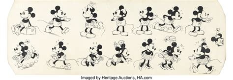 Mickey And Minnie Mouse Model Sheet Illustration Original Art Walt
