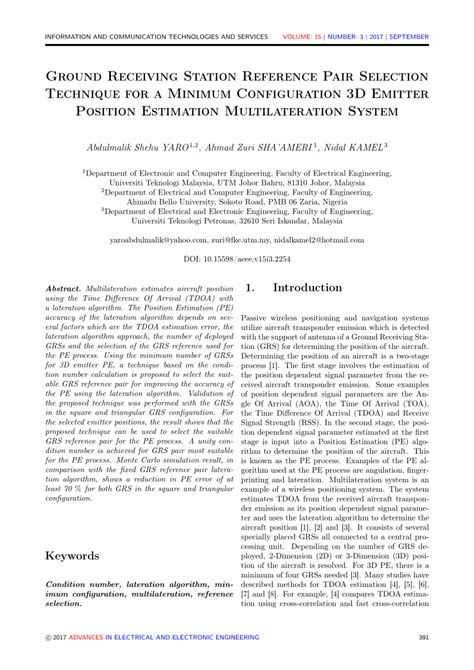 Pdf Ground Receiving Station Reference Pair Selection Technique For A Minimum Configuration 3d