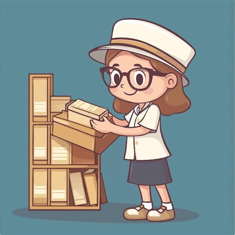 Cute Curator Organizing Museum Exhibits Vector Premium Ai Generated Vector