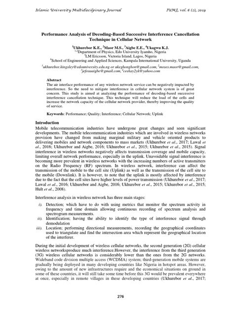 performance analysis of decoding based successive interference cancellation technique in