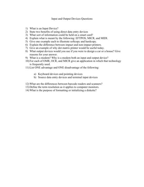 Inputoutput Devices Questions