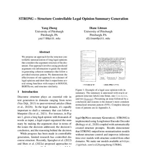 Strong Structure Controllable Legal Opinion Summary Generation Acl Anthology