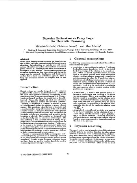 Bayesian Estimation Vs Fuzzy Logic For Heuristic Reasoning Pdf Fuzzy Logic Bayesian Inference