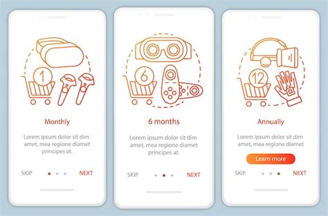 Premium Vector Vr Game Subscription Onboarding Mobile App Page Screen With Linear Concepts