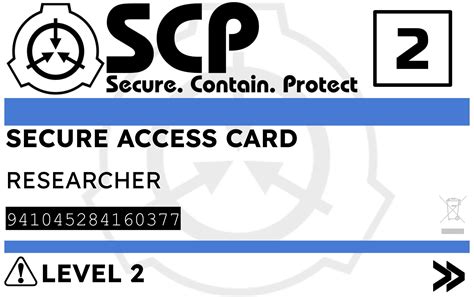 SCP Level Researcher Secure Access Card Etsy