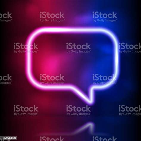 빛나는 네온 음성 거품 프레임입니다 빛나는 조명 과 연기 루프 핑크 블루 스펙트럼 생생한 색상 레이저 쇼 Led 조명에 대한 스톡 벡터 아트 및 기타 이미지 Istock
