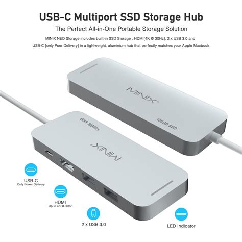 MINIX NEO C SSD USB C HUB With 120G SSD Silver