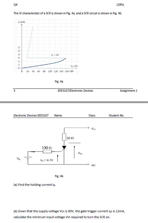 Solved The Iv Characteristic Of A Scr Is Shown In Fig 4a