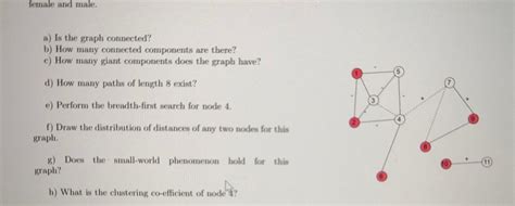 solved female and male a is the graph connected b how