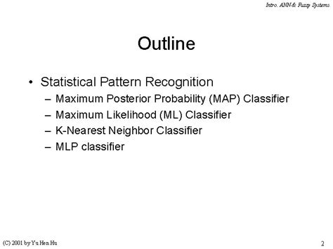 Intro Ann Fuzzy Systems Lecture 15 Pattern Classification