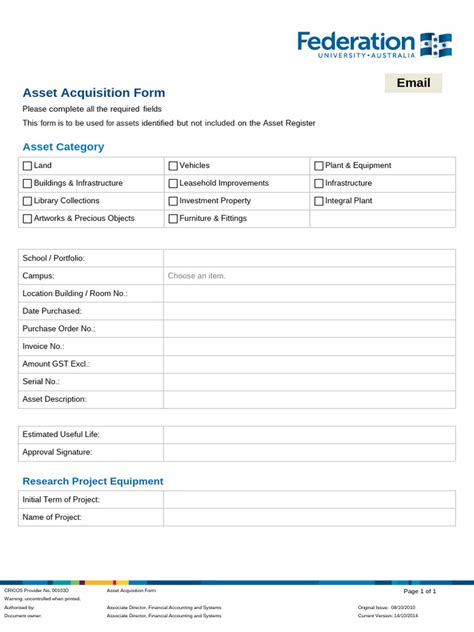 Asset Acquisition Form Finance Pdf