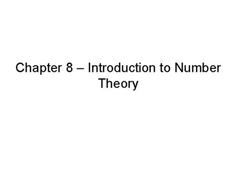 Chapter Introduction To Number Theory Prime Numbers