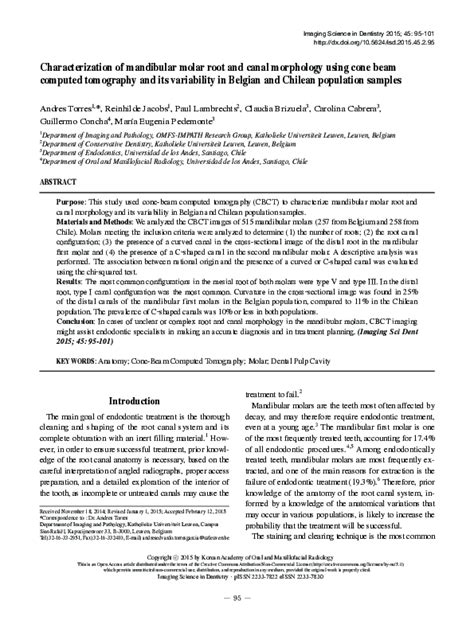 Characterization Of Mandibular Molar Root And Canal Morphology Using Cone Beam Computed