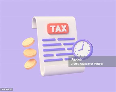 3d 재무 연례 보고서 시계 만화 스타일의 동전 사업세 납부 개념입니다 보라색 배경에 분리된 그림 3d 렌더링 3차원 형태에 대한 스톡 사진 및 기타 이미지 Istock