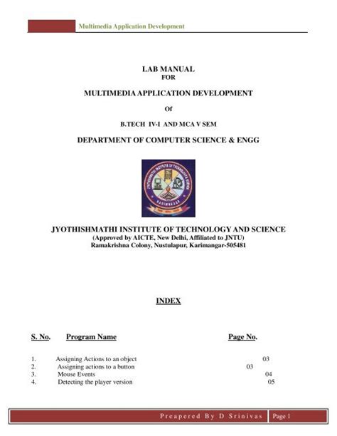 Lab Manual Multimedia Application Development