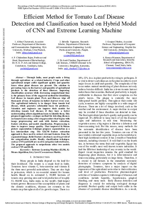 Pdf Efficient Method For Tomato Leaf Disease Detection And