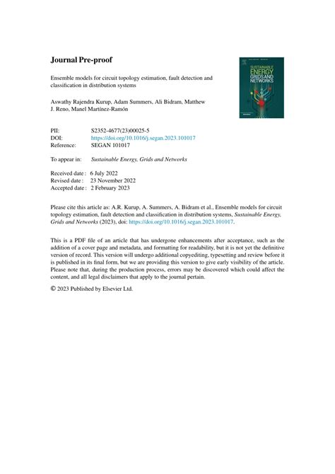 Pdf Ensemble Models For Circuit Topology Estimation Fault Detection And Classification In