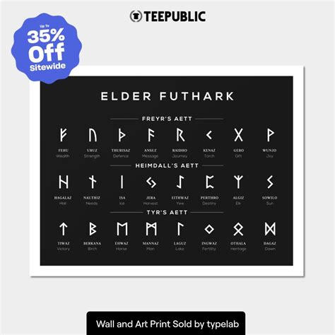 Elder Futhark Runes Alphabet Chart Black By Typelab Elder Futhark