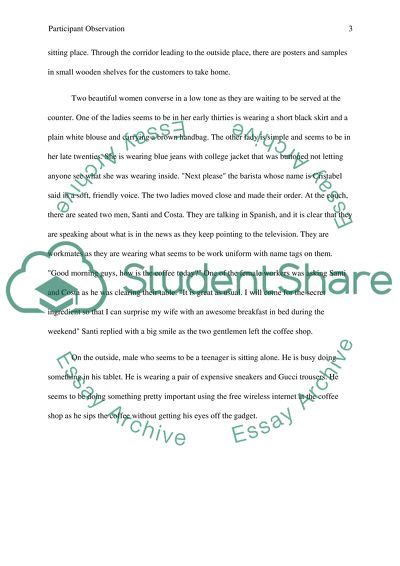 Participant Observation Assignment Essay Example Topics And Well
