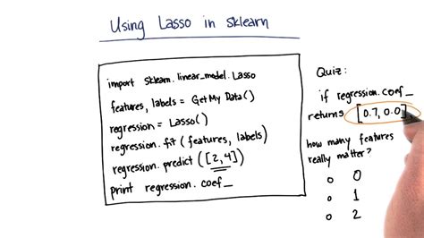 using lasso in sklearn quiz intro to machine learning youtube