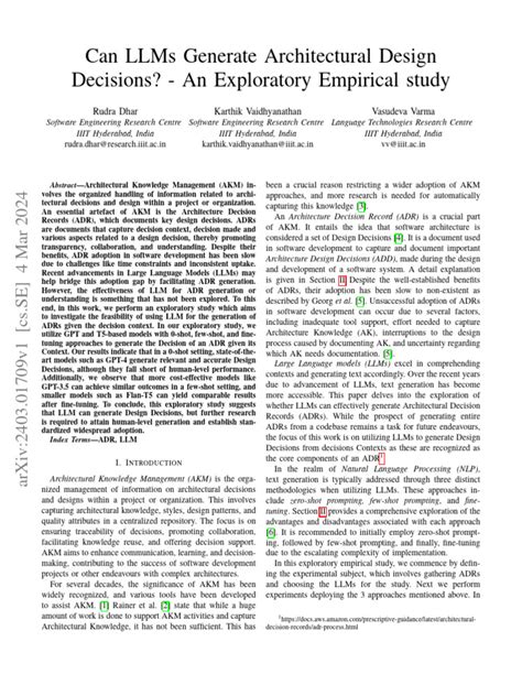 Can Llms Generate Architectural Design Decisions Pdf Machine Learning Cognitive Science
