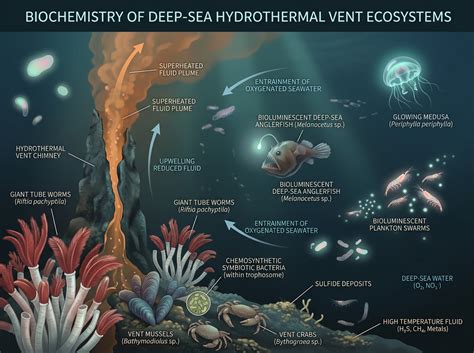 Deep Sea Hydrothermal Vent Ecosystem With Bioluminescent Species 템플릿