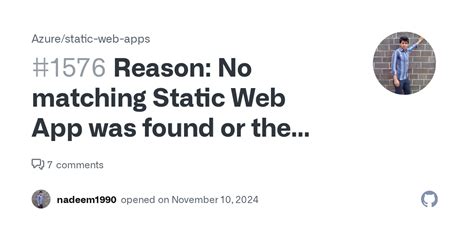 Reason No Matching Static Web App Was Found Or The Api Key Was Invalid · Issue 1576 · Azure