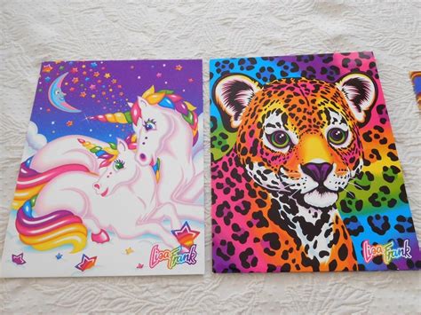 Lisa Frank Pocket File Folders Lot Of 6 Unicorn Bunny Leopard