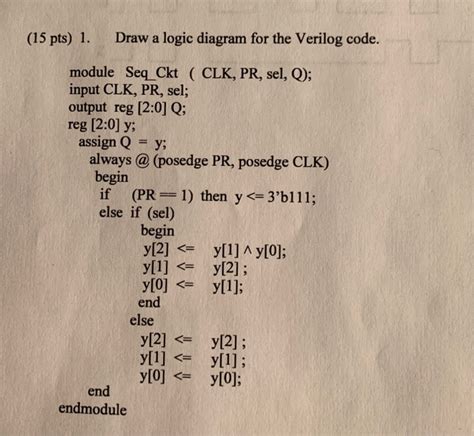 Solved Pts Draw A Logic Diagram For The Verilog Code Chegg