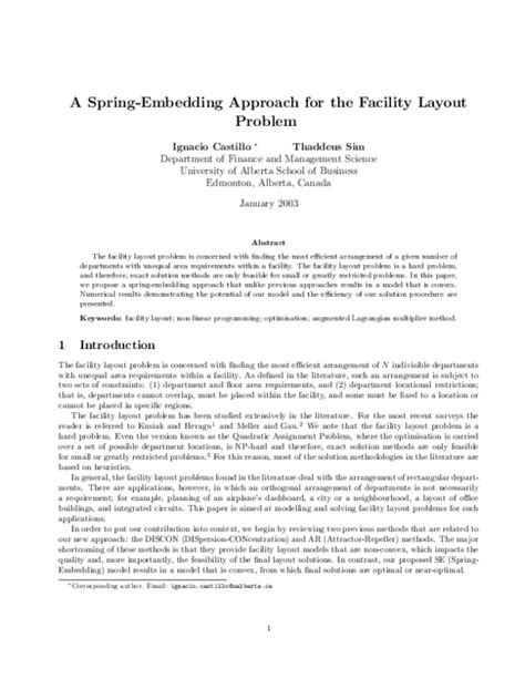 pdf a spring embedding approach for the facility layout problem