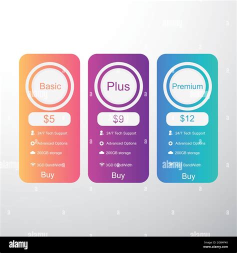 Template Design Ux Ui Price List Landing Page Website Product Package Price Box And Button Buy