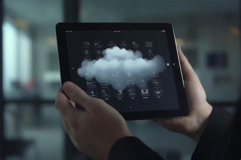 Premium Ai Image Tablet In Businessmans Hand Showing Cloud Computing