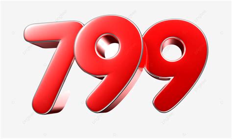 Rounded Red Numbers 799 On White 3d With Clipping Path Symbol Salary