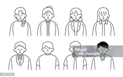 개요 아바타 프로필 세트 사무원 손으로 그린 아이콘 스타일 플랫 라인 벡터 Group A에 대한 스톡 벡터 아트 및 기타 이미지 Group A 검은색 경영자 Istock