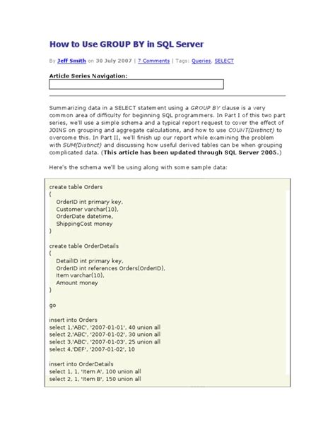 PDF How To Use GROUP By In SQL Server DOKUMEN TIPS