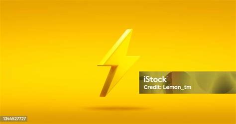 에너지 썬더 번개 볼트 기호 또는 전기 전원 기호의 아이콘 일러스트 노란색 그래픽 3d 요소 디자인 배경 혁신 전기 빛 로고 기술 개념 3차원 형태에 대한 스톡 사진 및
