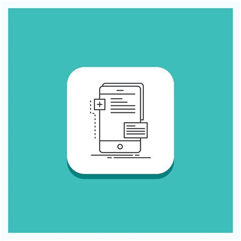 Round Button For Frontend Interface Mobile Phone Developer Line Icon Turquoise Background