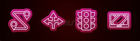 set line route location road traffic sign traffic light and gps