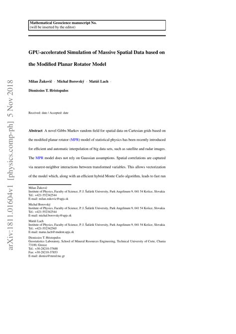 Pdf Gpu Accelerated Simulation Of Massive Spatial Data Based On The