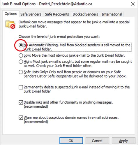 Outlook Junk Folder How To Disable Junk Filter Atlantic Packaging