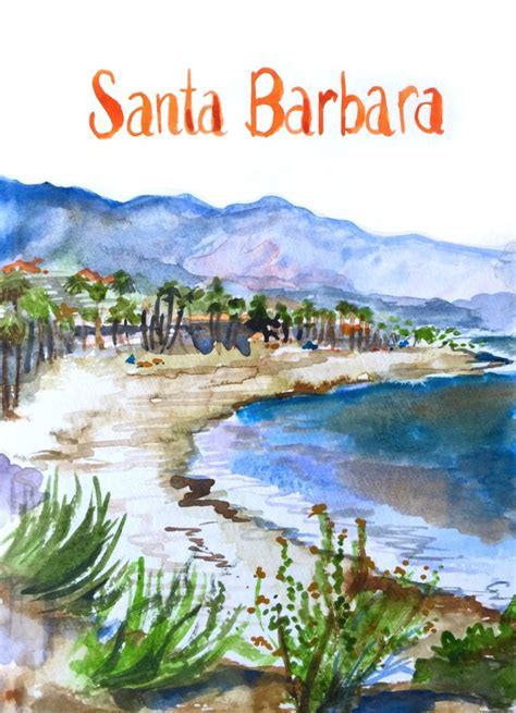 Santa Barbara Illustration In Watercolor Illustration Santa Barbara