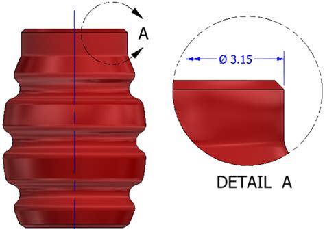 From The Trenches With Autodesk Inventor Foreshortened Linear Diameter Dimensions For Detail Views