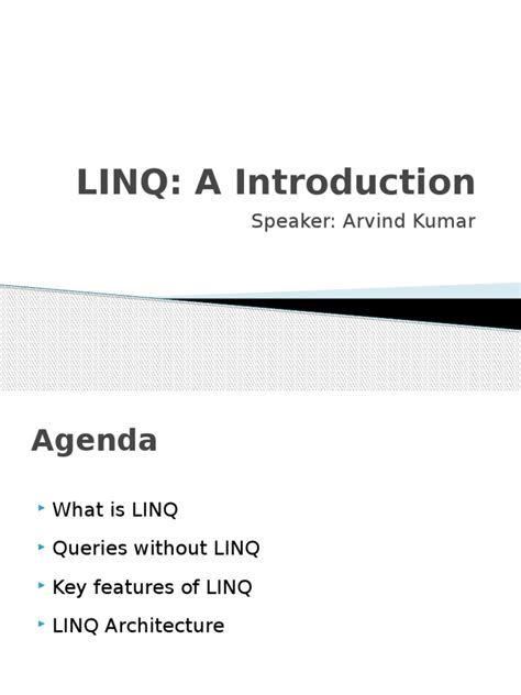 Linq A Introduction Speaker Arvind Kumar Pdf Language Integrated Query C Sharp