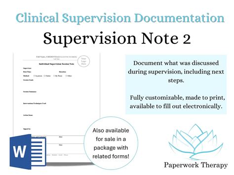 Clinical Supervision Form Supervision Session Note 2 Etsy