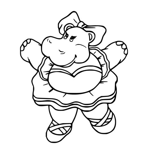 Tanzendes Dickes Nilpferd Zum Ausmalen Kostenlos Malvorlagen Und