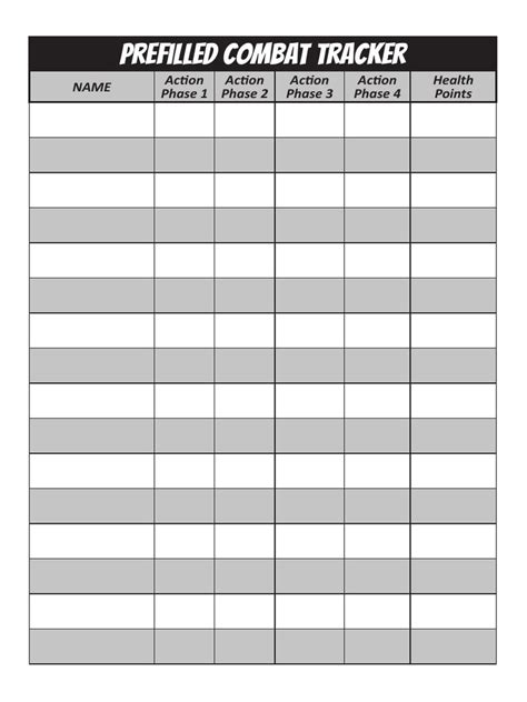 Form Fillable Combat Tracker Pdf