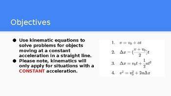 Kinematic Equations Pptx By Engineering Futures TpT