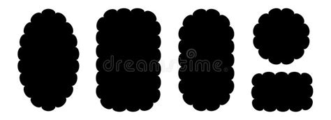 Wavy Rounded Edges Frame Collection Jagged Scalloped Border Element Set Stock Illustration