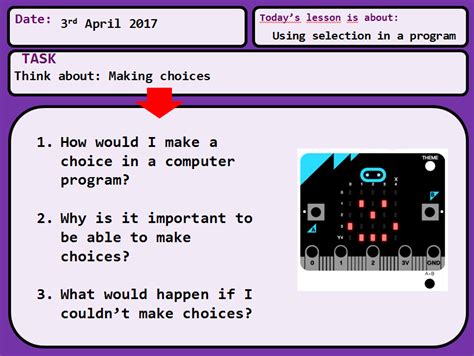 Microbit Selection Lesson Teaching Resources